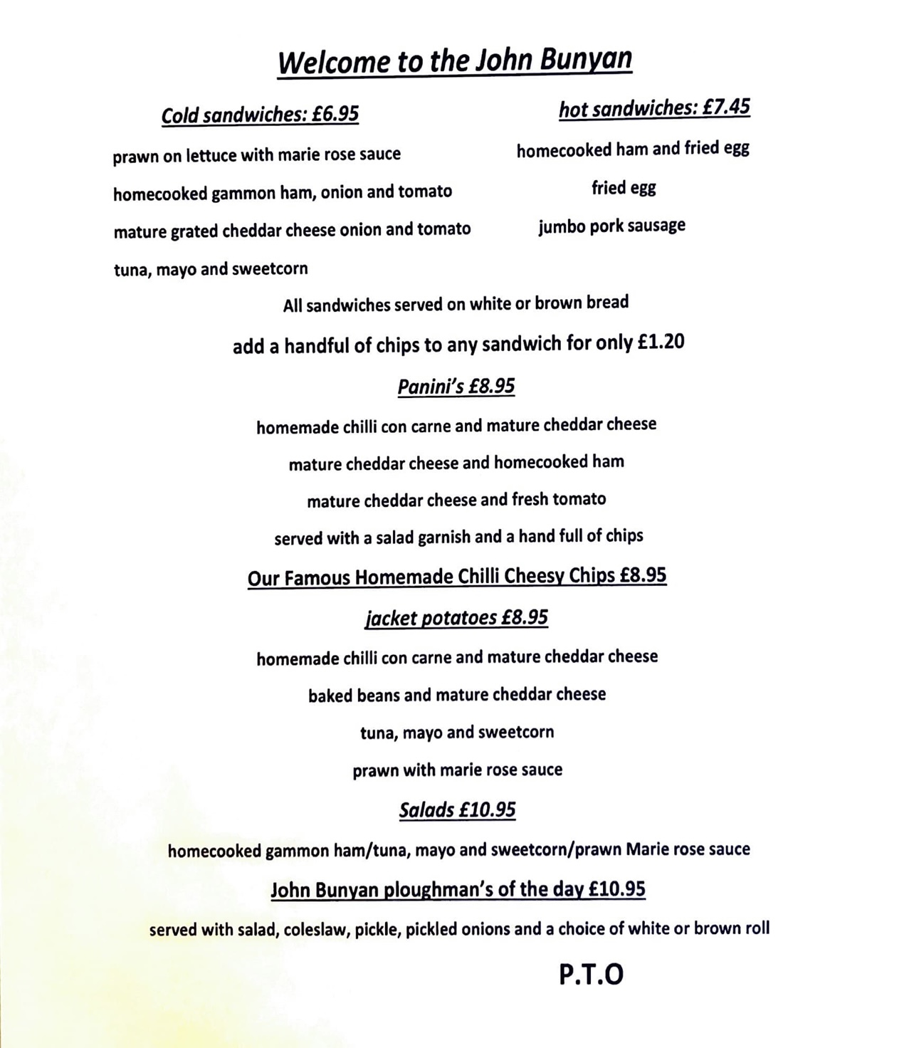 Menu – John Bunyan
